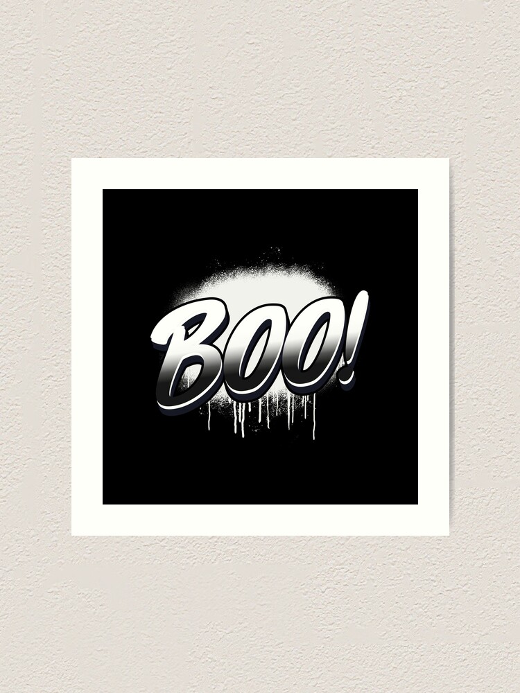 "BOO! (black background with black outline)" Art Print for Sale by ...