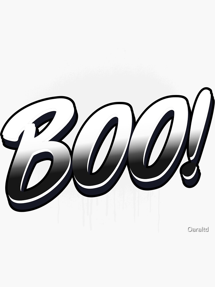 "BOO! (black background with black outline)" Sticker for Sale by ...