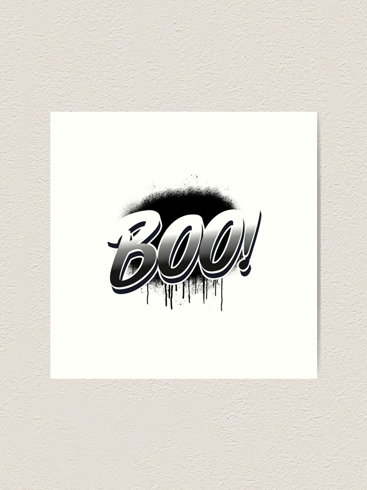 "BOO! (white background with white outline)" Art Print for Sale by ...