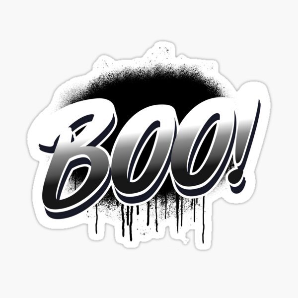 "BOO! (white background with white outline)" Sticker for Sale by ...