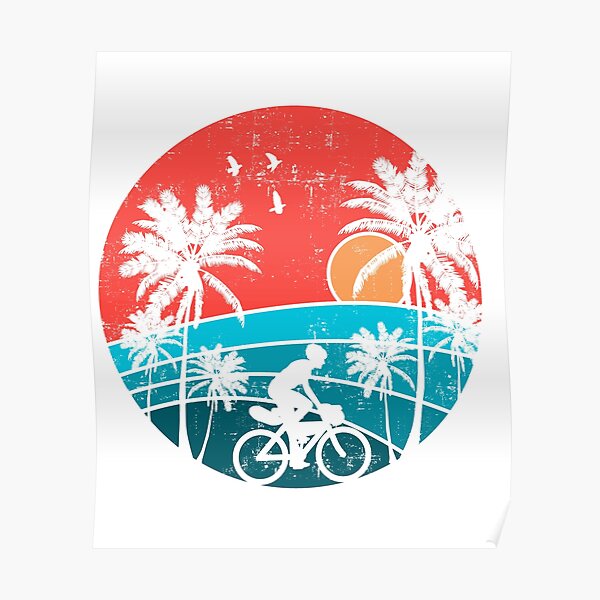Póster «Océano y palmeras retro bikepacker atardecer» de Philster-ts ...