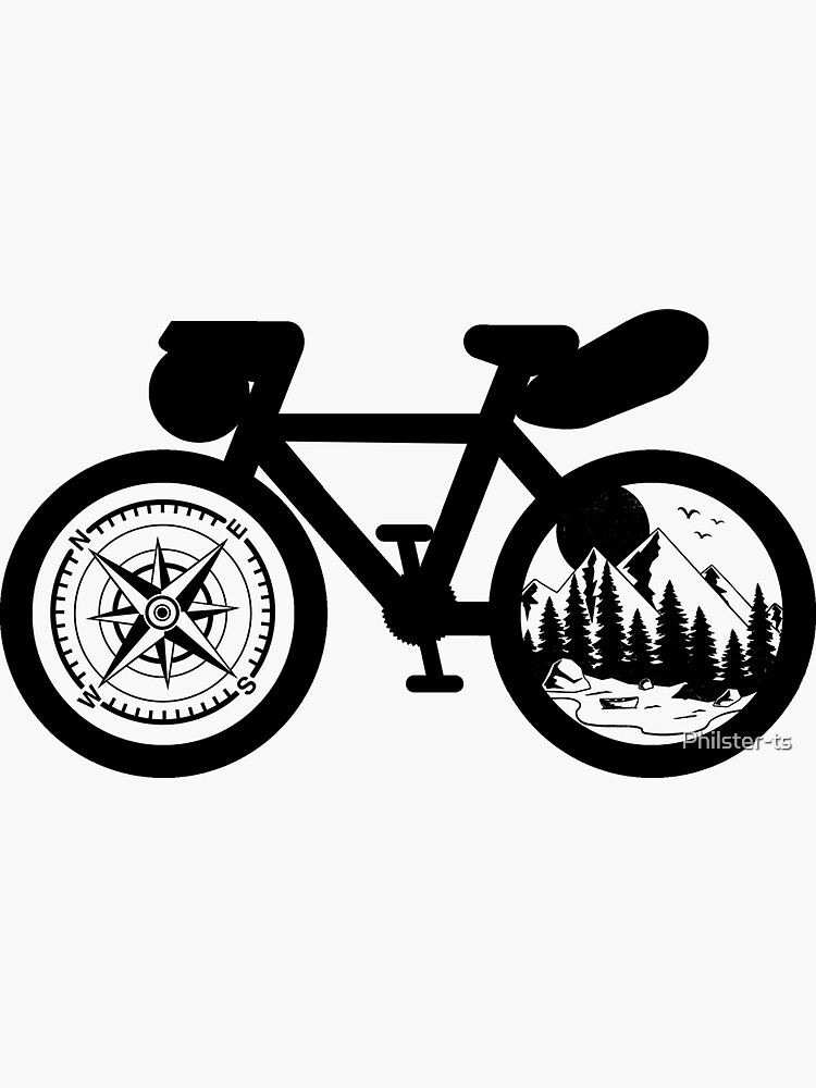 "Black and White compass adventure bike" Sticker for Sale by Philster ...