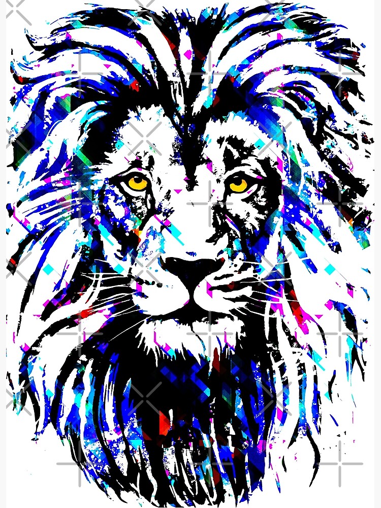 "Blue Lion Head - Lion Abstract Art by Tigazprint" Art Print for Sale ...