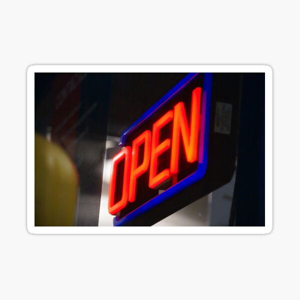 "Neon "Open" Sign " Sticker for Sale by leeslayyy | Redbubble
