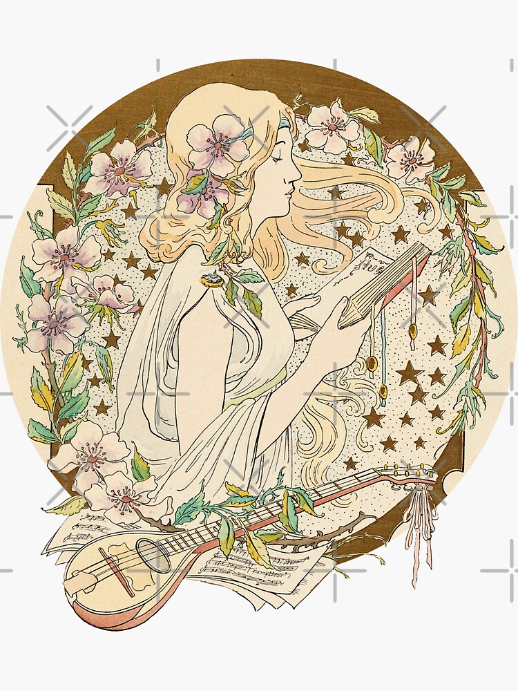 "Lady Muse Art Nouveau | Vintage Illustration " Sticker for Sale by ...