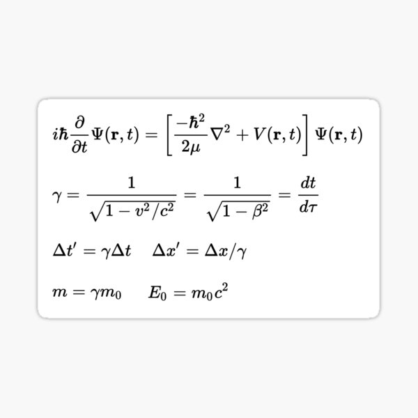 "Cool Physics Equations" Sticker for Sale by mrawfle | Redbubble