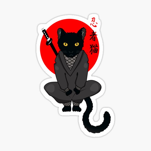 "ninja black cat" Sticker for Sale by hazardlevel | Redbubble