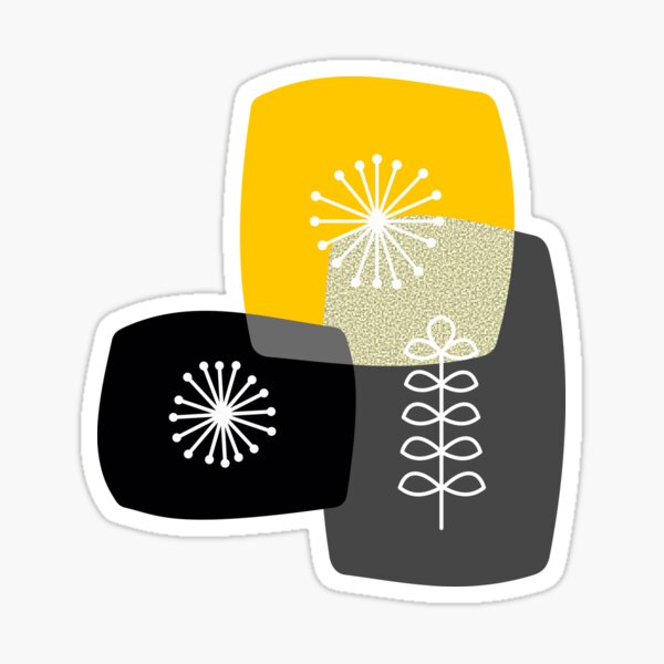 "Vintage look print in black and yellow" Sticker for Sale by MHen ...