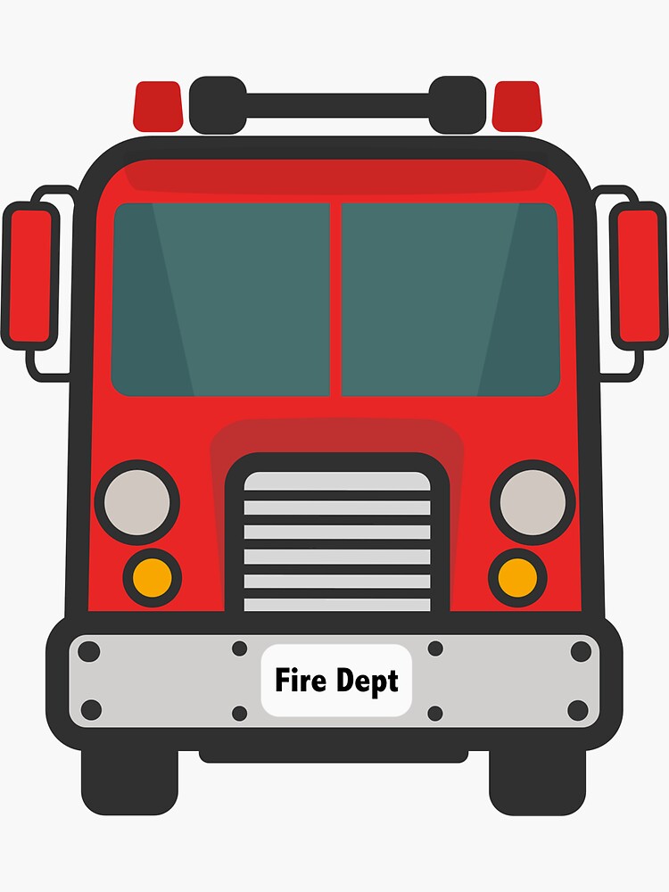 "Fire engine cartoon" Sticker for Sale by happinessinatee | Redbubble