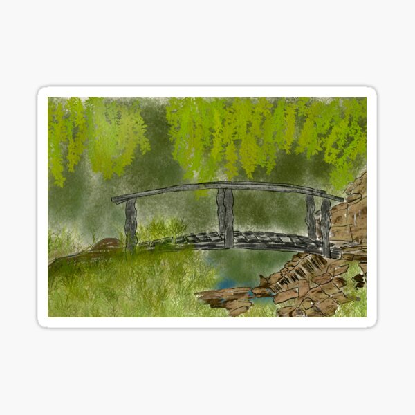 "Hidden Wooden Bridge Greeting Card " Sticker for Sale by ...