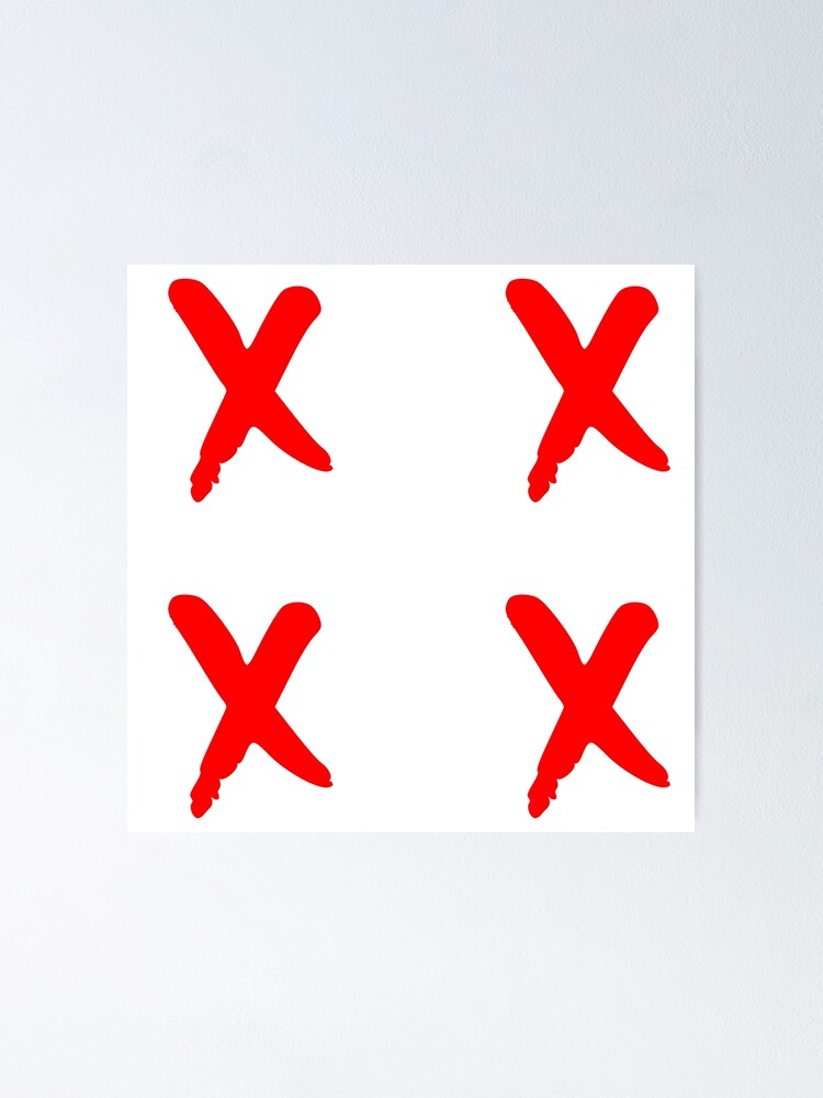 "Medium Red x Mark Symbol 4 pack" Poster for Sale by Loving-school ...