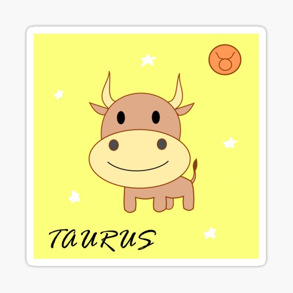 "cute cartoon Taurus zodiac" Sticker for Sale by Panya-Design | Redbubble