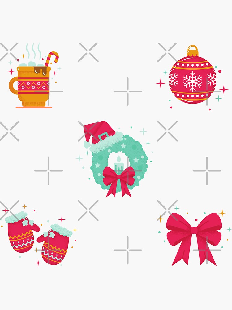 " Christmas Love Pattern : Red and white aesthetic" Sticker for Sale by ...