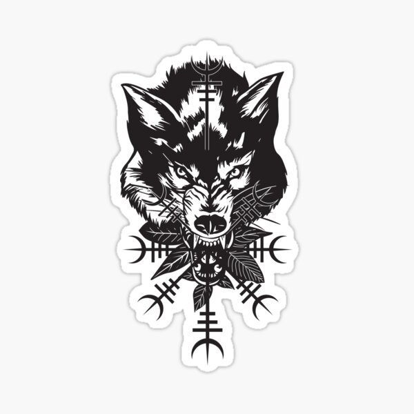 "Wolf head nordic runes viking symbol design" Sticker for Sale by ...