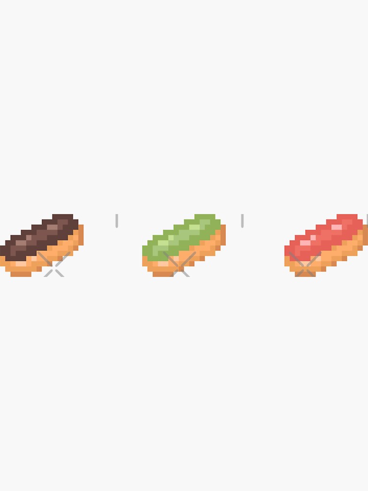 "Pixel Art Eclair Cream Cake Set" Sticker for Sale by TakoyakiTech ...