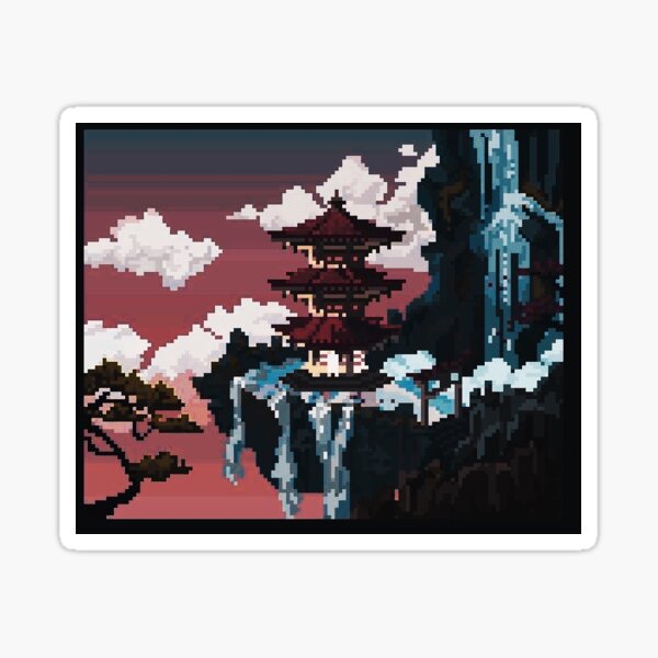 "Japanese temple" Sticker for Sale by Mamonoakira | Redbubble