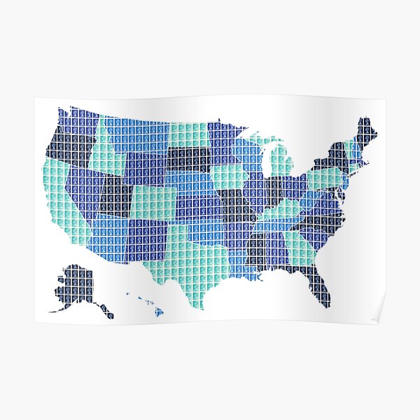 "United States Map - Blue" Poster by garyhogben | Redbubble