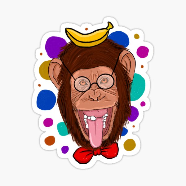 "Colorful Cute Monkey Banana" Sticker by drawingsbyCansu | Redbubble