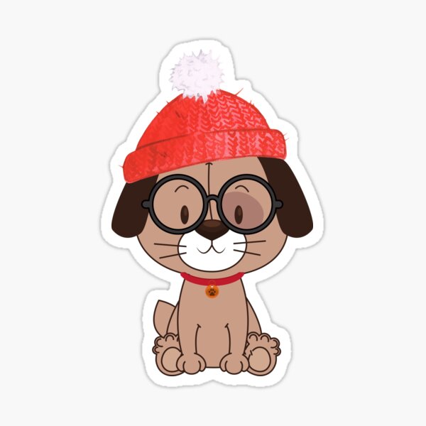 "Cute Dog with Beanie" Sticker for Sale by Moonlight-Stop | Redbubble