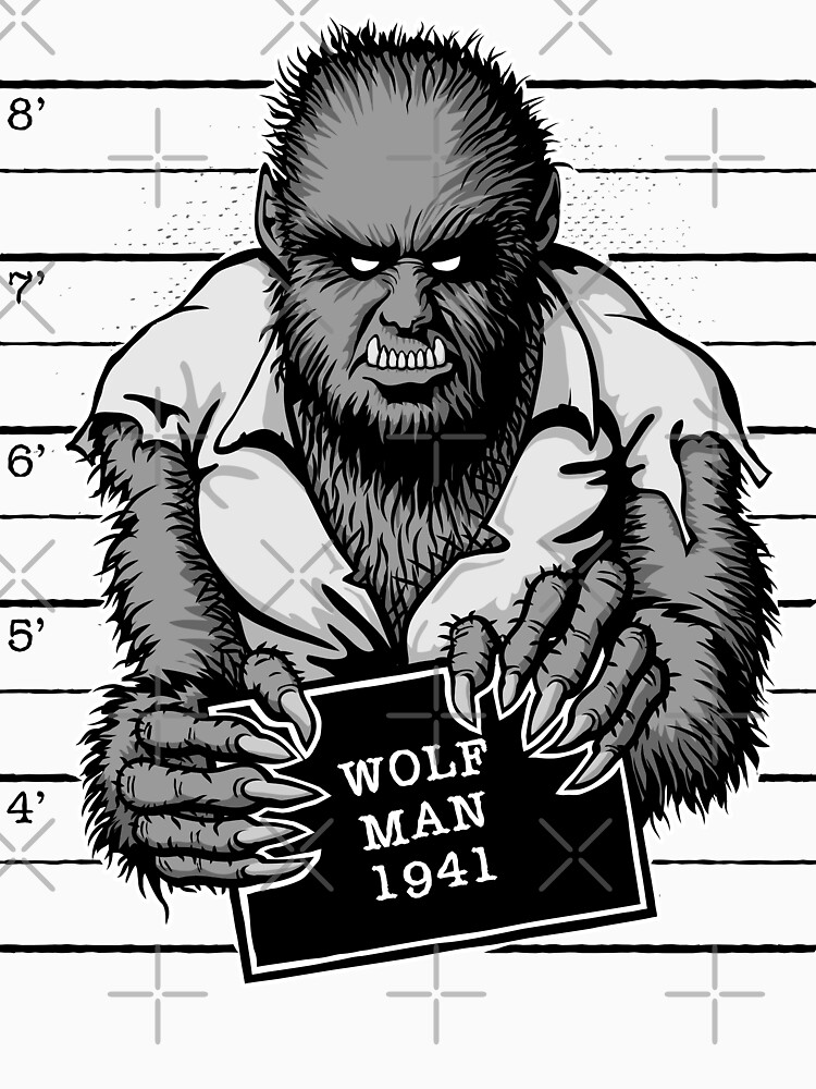 "Wolf Man Werewolf Monster Mugshot" T-shirt by GrandeDuc | Redbubble