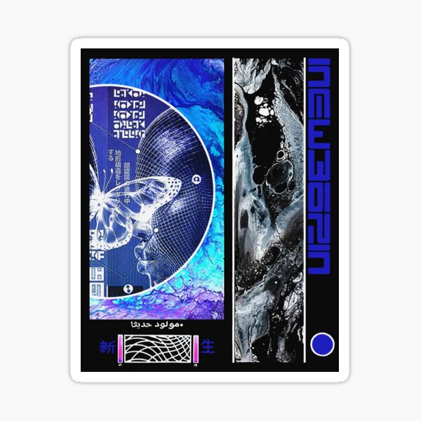 "Butterfly Colorful Vaporwave Aesthetic Graphic Design" Sticker for ...