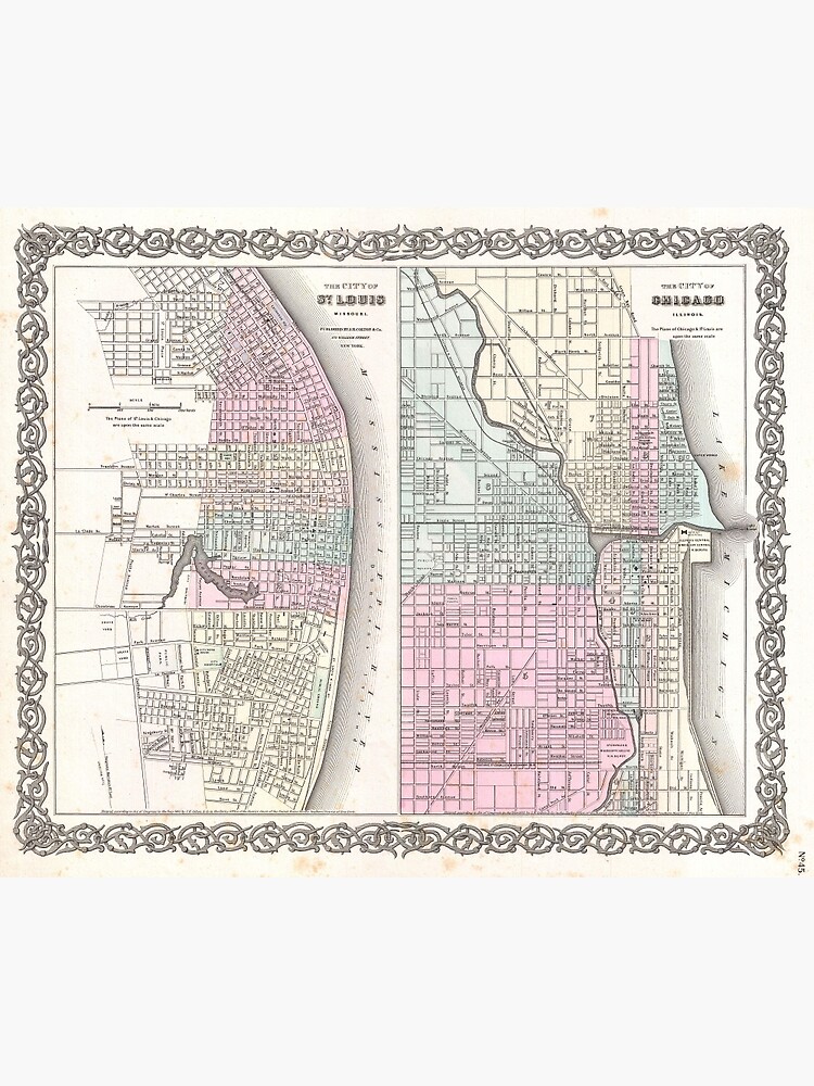 "Vintage Map of Chicago and St. Louis (1855) " Poster for Sale by ...