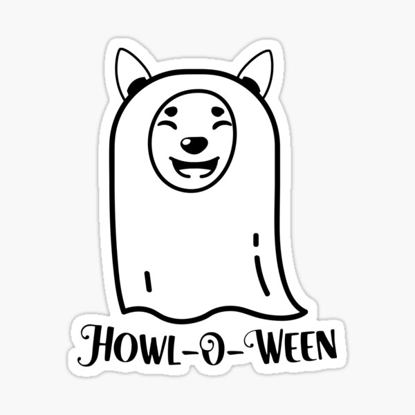 "Halloween Ghost Dog, Happy Howl-O-Ween" Sticker for Sale by miraipa ...
