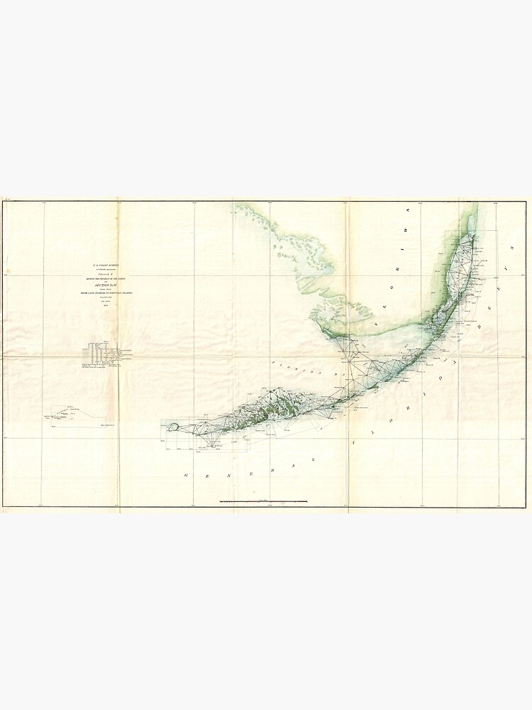 "Vintage Map of The Florida Keys (1859)" Art Print by BravuraMedia ...