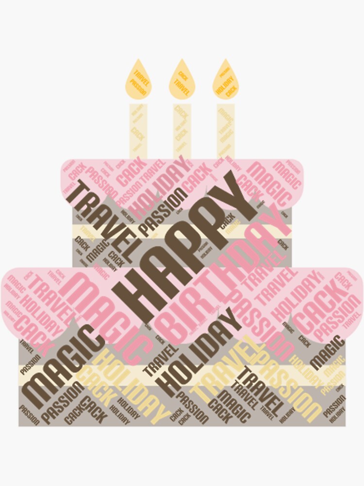 "Happy Birthday word art design" Sticker by Lakshman33 | Redbubble