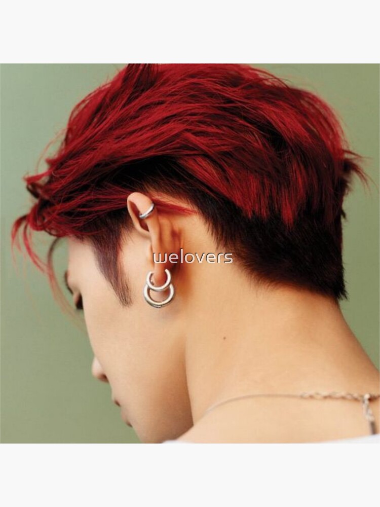 "TXT Yeonjun Red Hair Earrings Modelling" Sticker for Sale by welovers ...