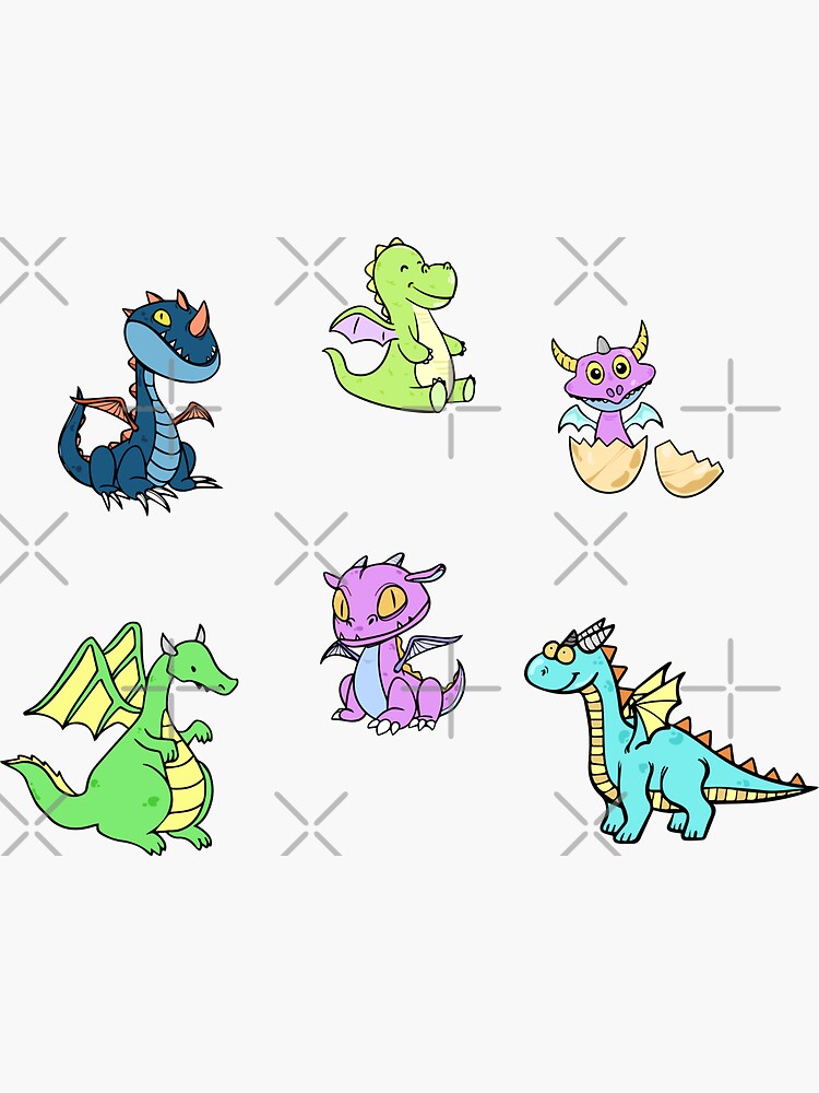 "Mini Dragons Pack" Sticker for Sale by THEMADBRUSH | Redbubble