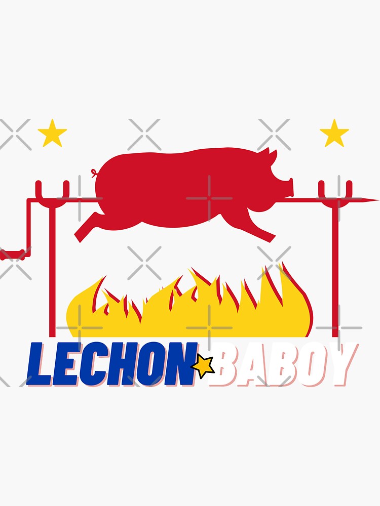 Pegatina «Filipino Lechon Baboy - Cerdo asado» de Bahala-Na | Redbubble