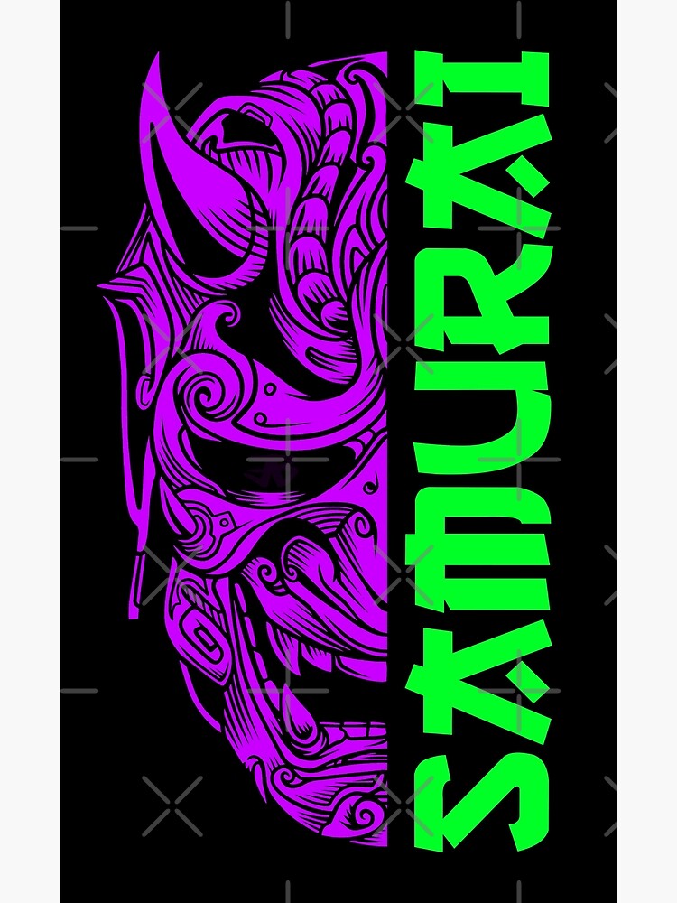"Neon Green Glowing Samurai Warrior Face Mask" Poster for Sale by ...