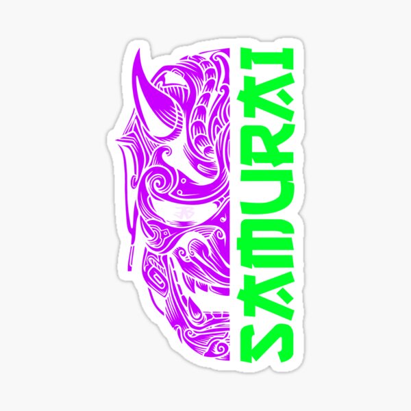 "Neon Green Glowing Samurai Warrior Face Mask" Sticker for Sale by ...