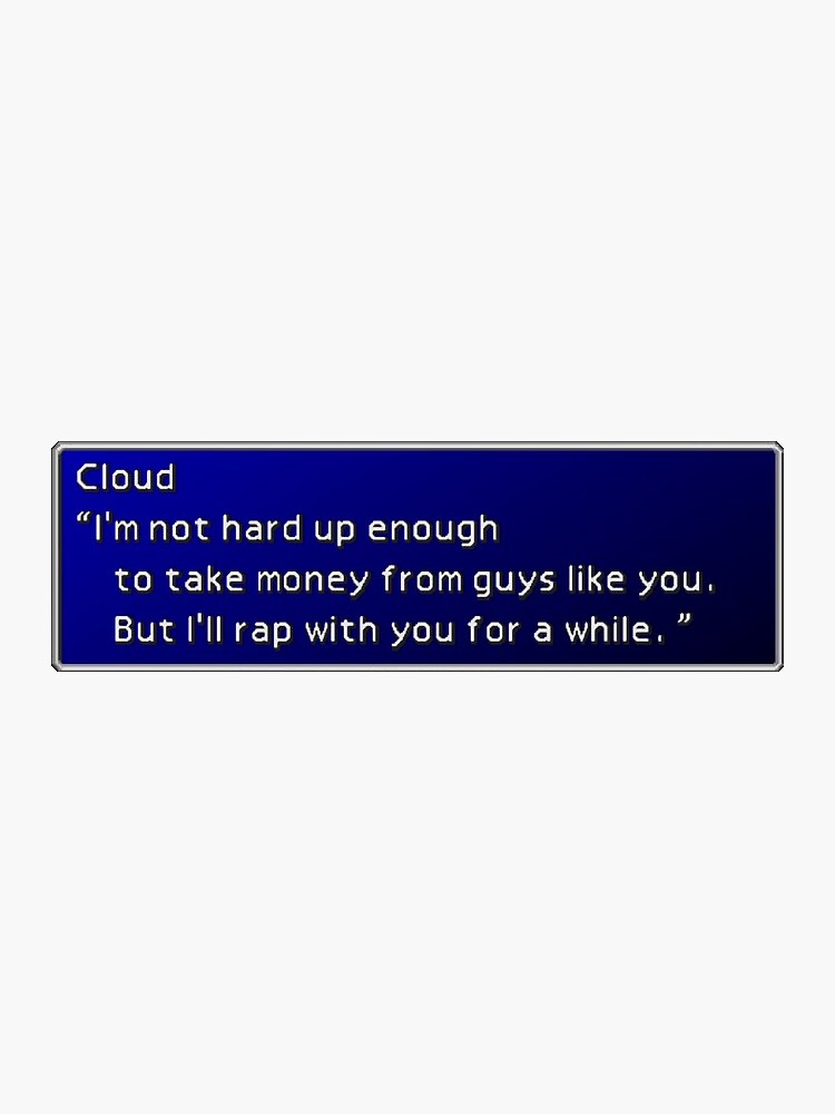 "Final Fantasy 7 Funny Dialogue Textbox" Sticker for Sale by PitDesigns ...