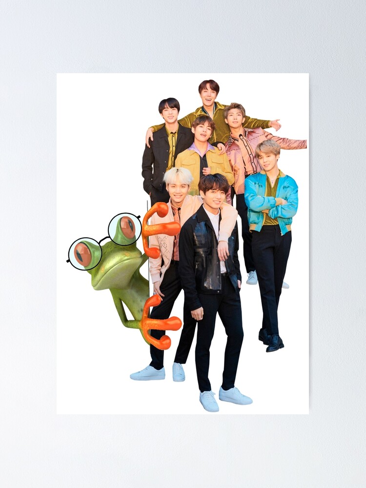 "green frog and BTS " Poster for Sale by DigitalArtMK | Redbubble