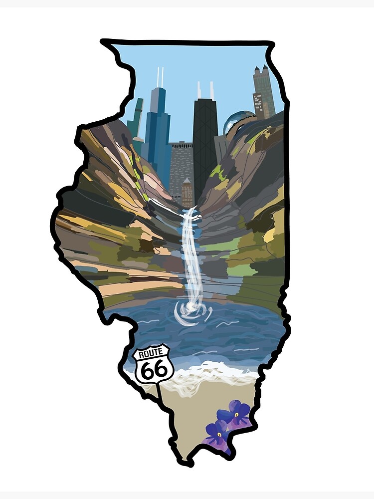 "illinois state chicago route 66 drawing" Poster by greenotterart ...