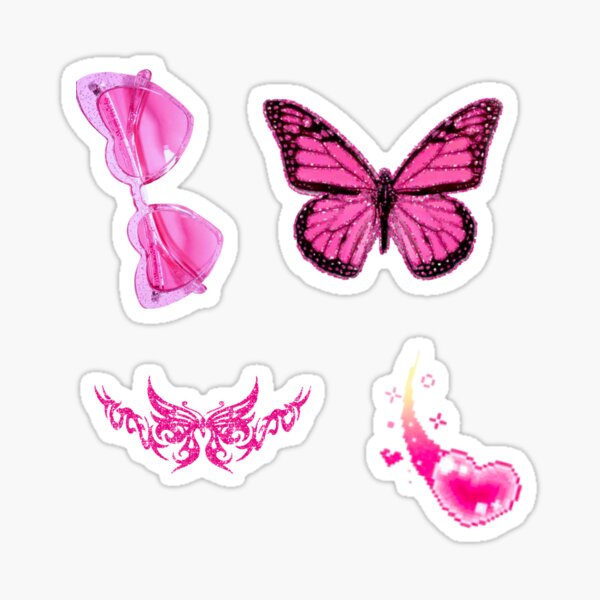 "Hot Pink y2k set" Sticker for Sale by danielledoodles | Redbubble