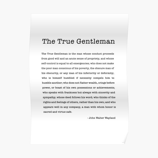 "True Gentleman" Poster for Sale by corbrand | Redbubble