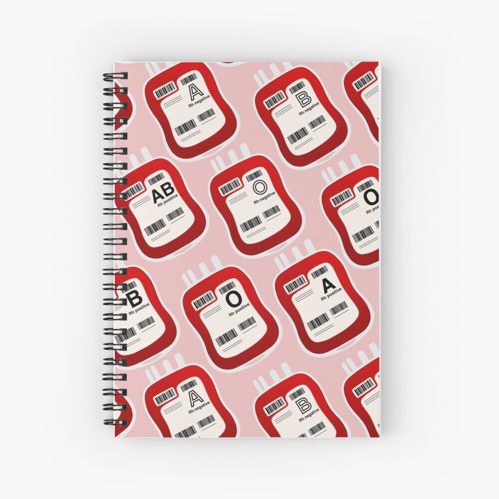 "Blood Bank RBC Pattern Pink" Spiral Notebook for Sale by Lindsey23art ...