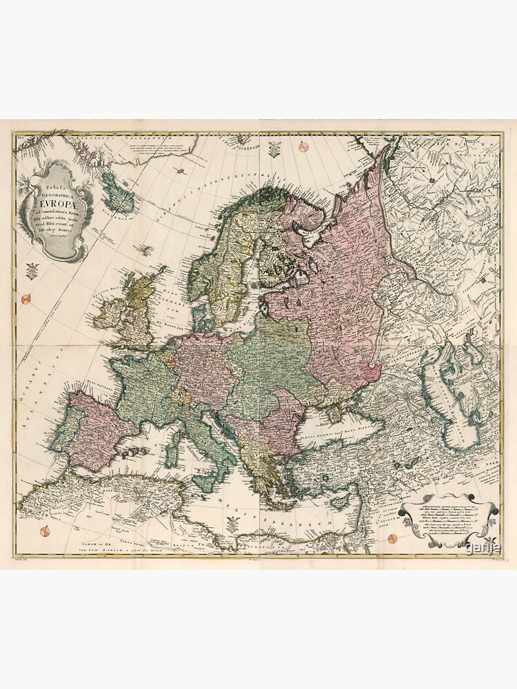 "Vintage Europe map in 1753" Sticker for Sale by ganje | Redbubble