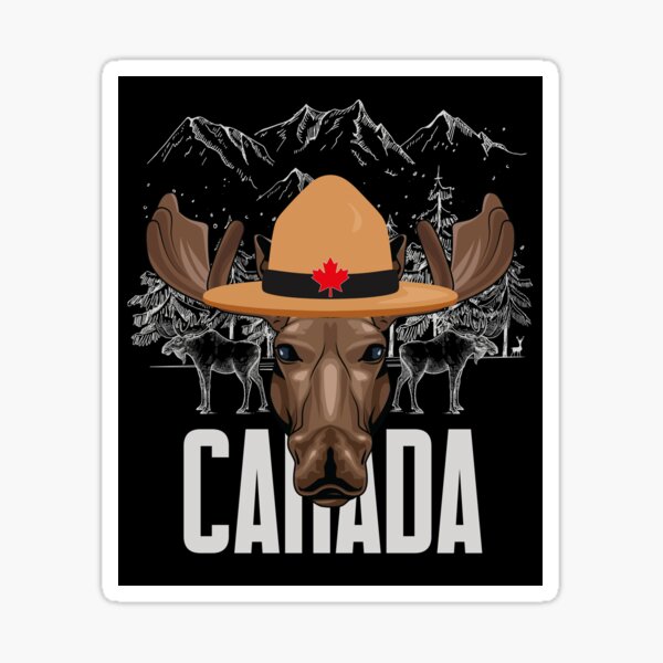 "Canada Wilderness Moose Mountie Hat" Sticker for Sale by kdgprints ...
