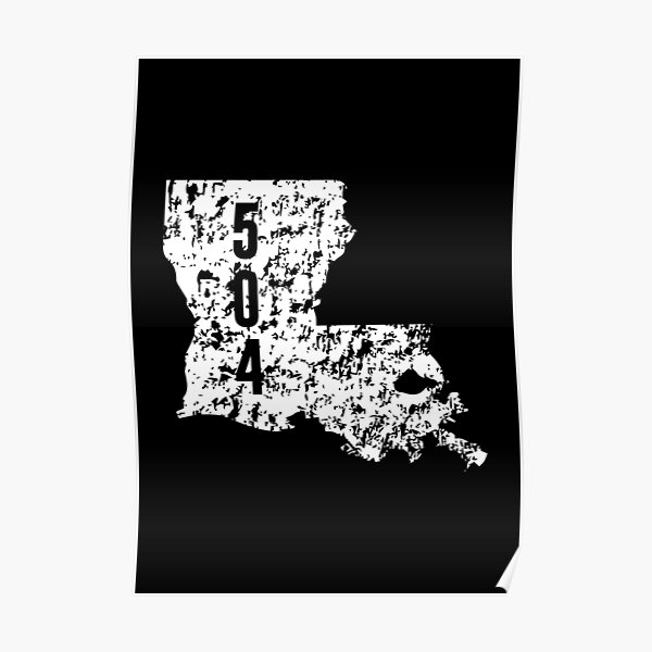 "504 Area Code New Orleans Louisiana Map" Poster for Sale by renzana ...