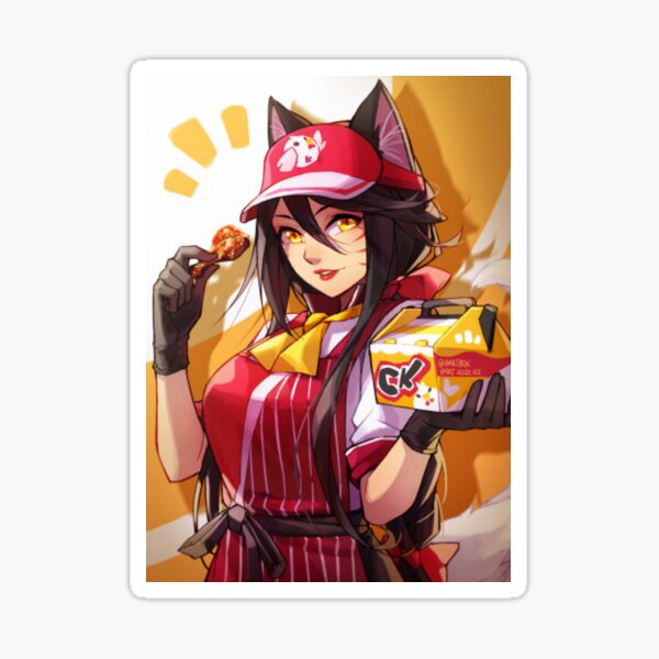 "Fast Food Ahri" Sticker by DarionTromp | Redbubble