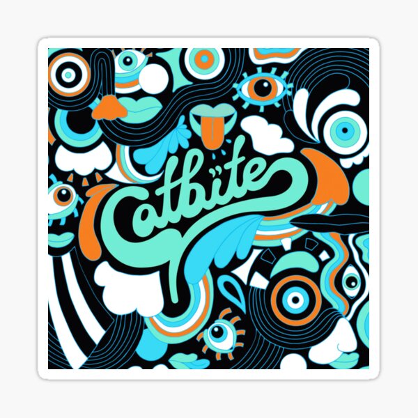 "Text Catbites Nice One" Sticker by balfour-ann | Redbubble