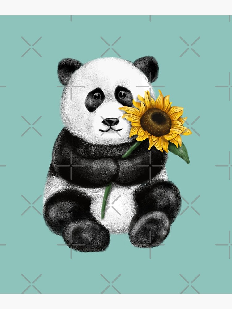 "Cute Panda Holding Sunflower" Poster by Sthyouneed | Redbubble