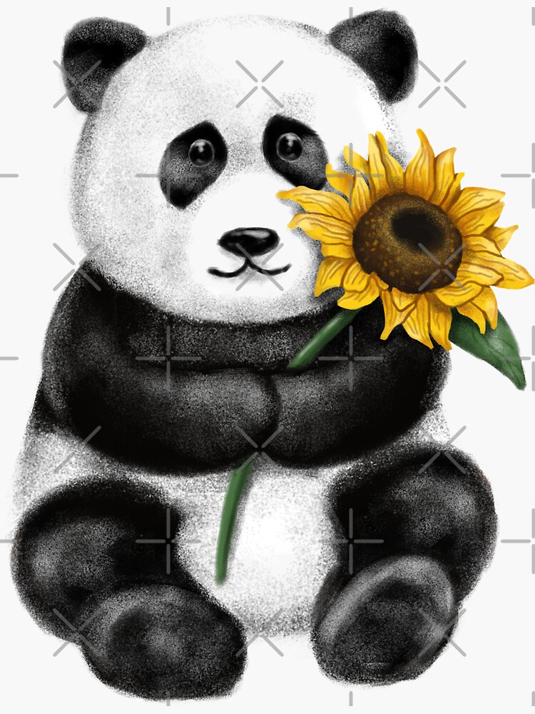 "Cute Panda Holding Sunflower" Sticker for Sale by Sthyouneed | Redbubble