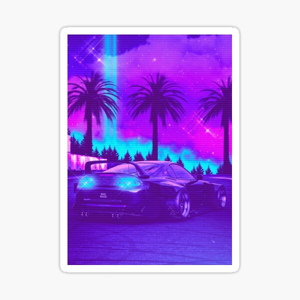 "Toyota Supra MK5 Synthwave" Sticker for Sale by utawimisbah | Redbubble
