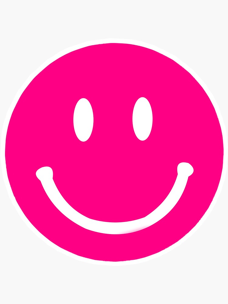 "Pink smiley face" Sticker by Delaneyjc | Redbubble