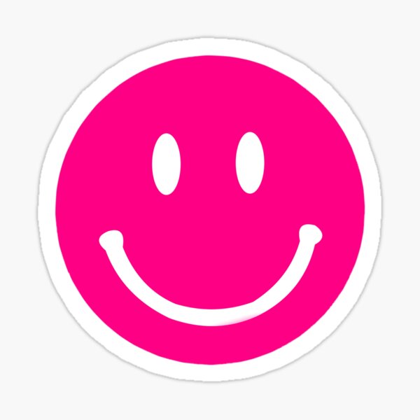 "Pink smiley face" Sticker by Delaneyjc | Redbubble